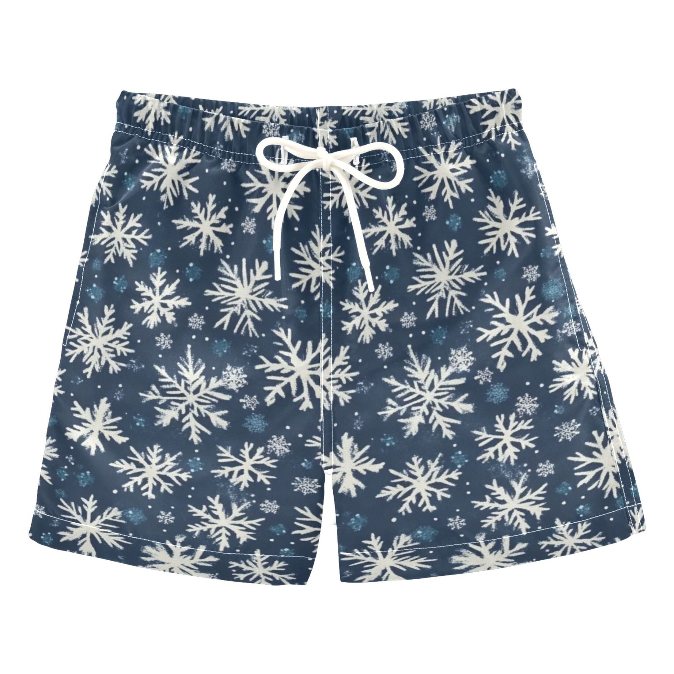 Dark Blue with Snowflakes Boys Swim Trunks Quick Dry Boy Swim Shorts ...
