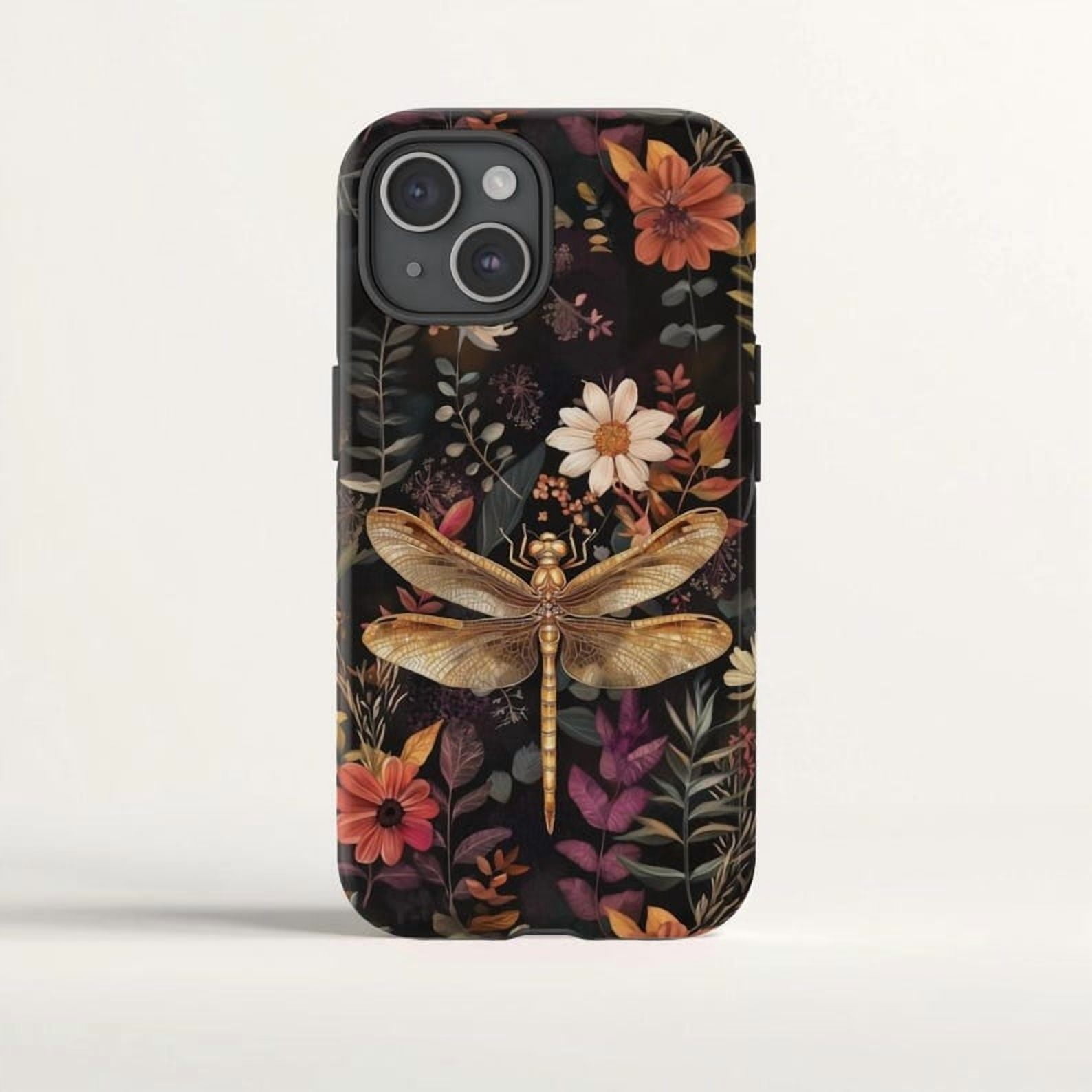 Dark Botanical Dragonfly Phone Case for iPhone 11 to 17 A Nature ...