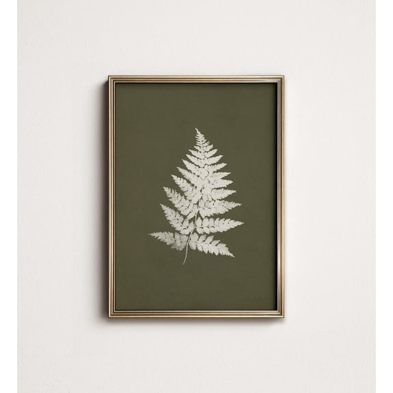 Dark Botanical Fern Leaf Olive Green French Country Wall Art ...