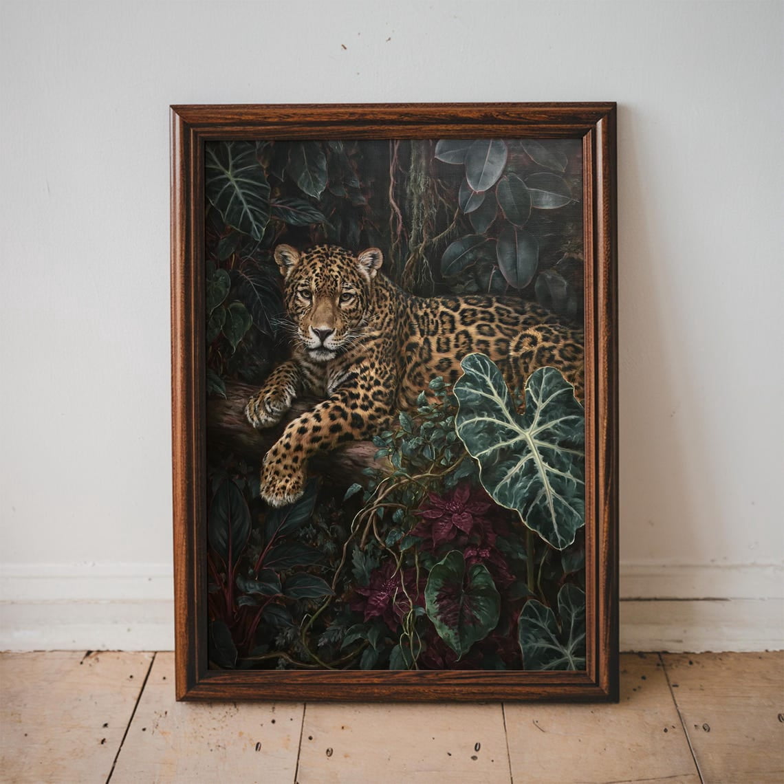 Dark Botanical Leopard Moody Tropical Jungle Art Monstera Plant ...
