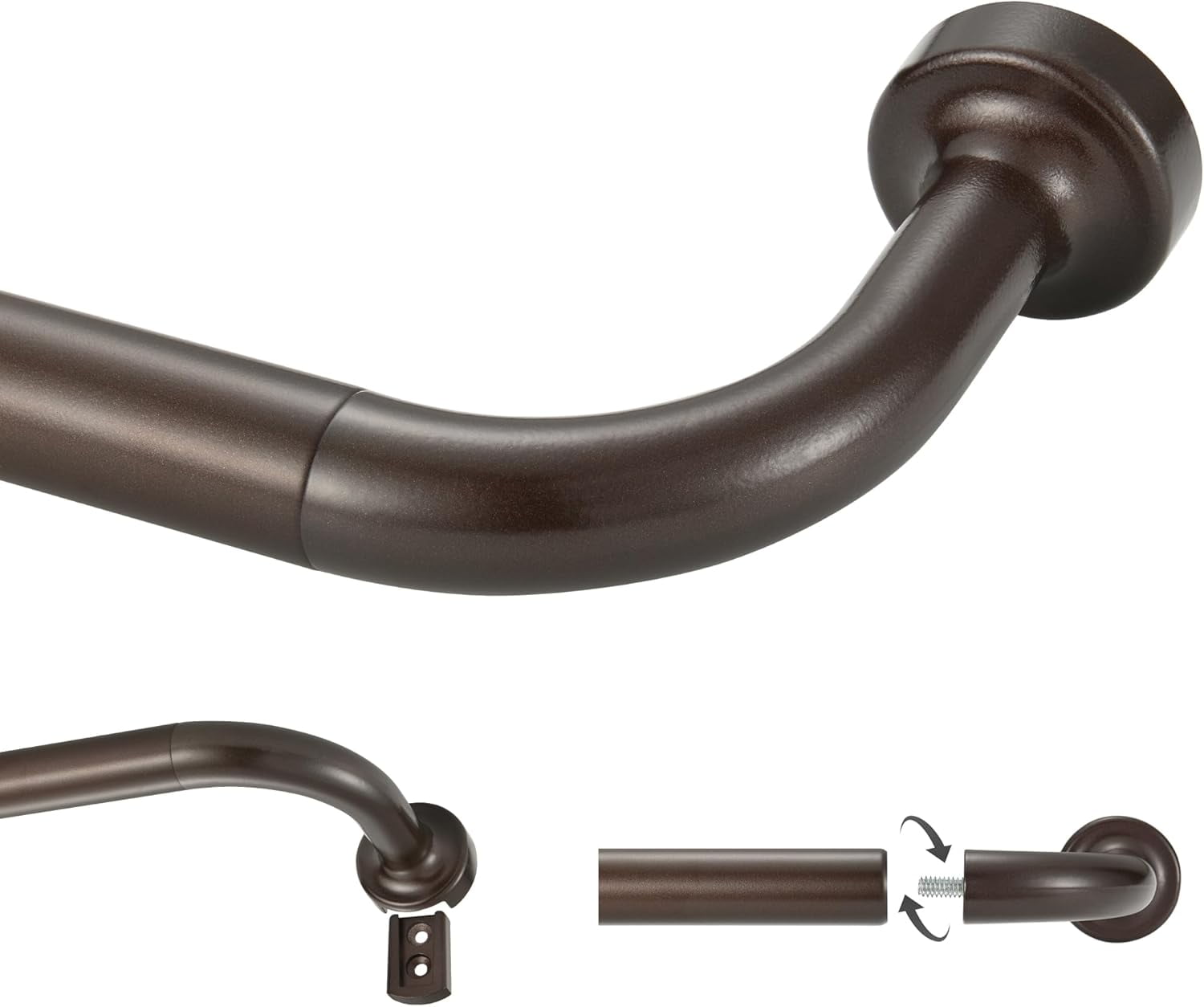 Dark Bronze Curtain Rod for Windows 28 to 120 Inch, Internal Splicing 1 ...