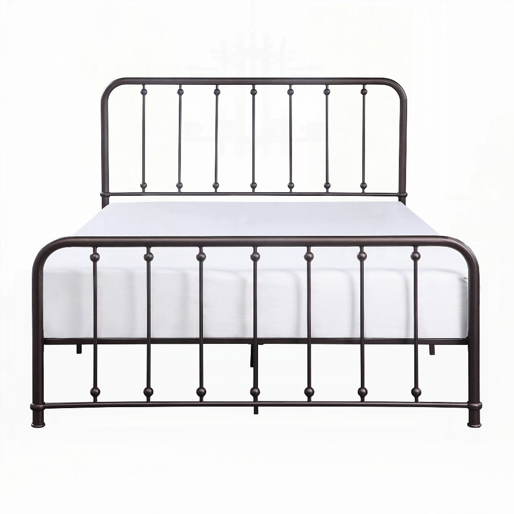 Dark Bronze Finish Metal Frame Queen Platform Bed for Bedroom Furniture ...