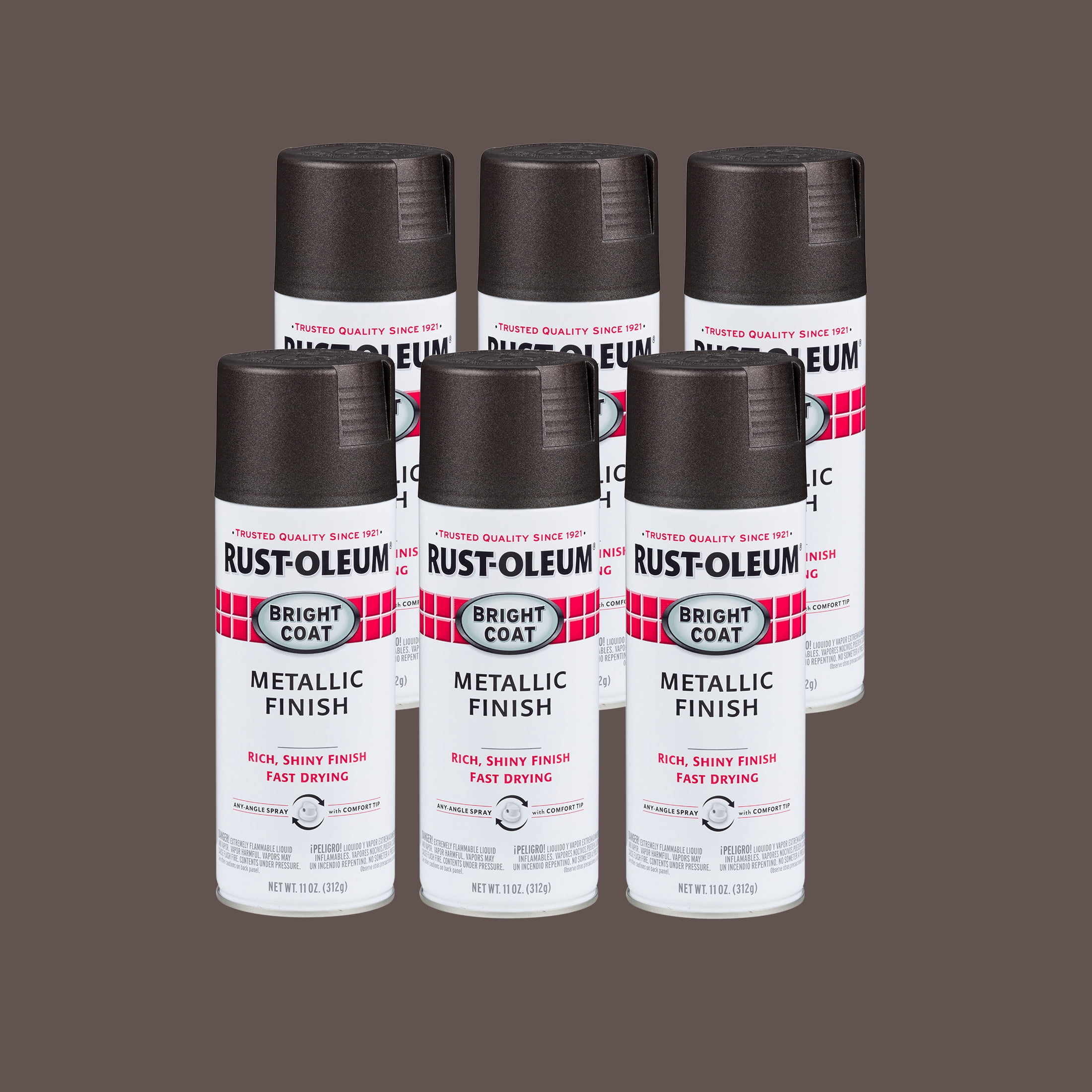 6 Pack, Dark Bronze, Rust-Oleum Stops Rust Bright Coat Metallic ...