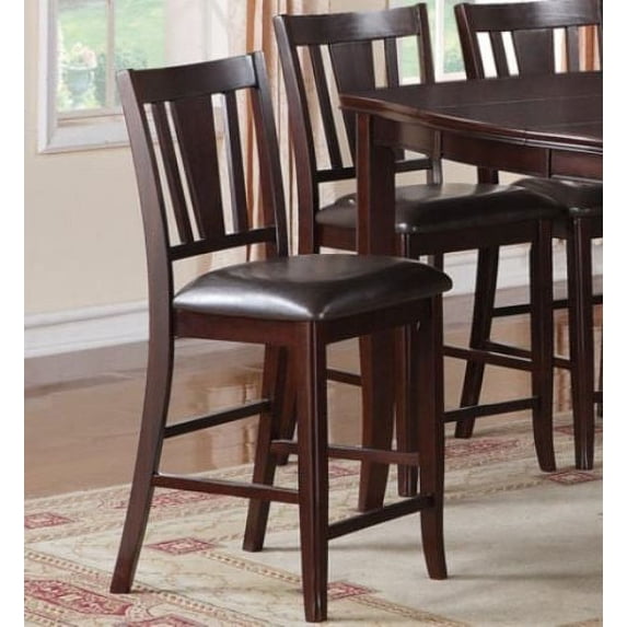 Dark Brown 24-inch Counter Ht Chairs Upholstered Seats Set of 2 ...