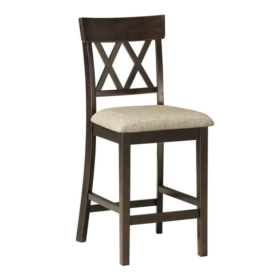 Dark Brown 2pc Set Counter Height Dining Chairs | Double Cross Back and ...