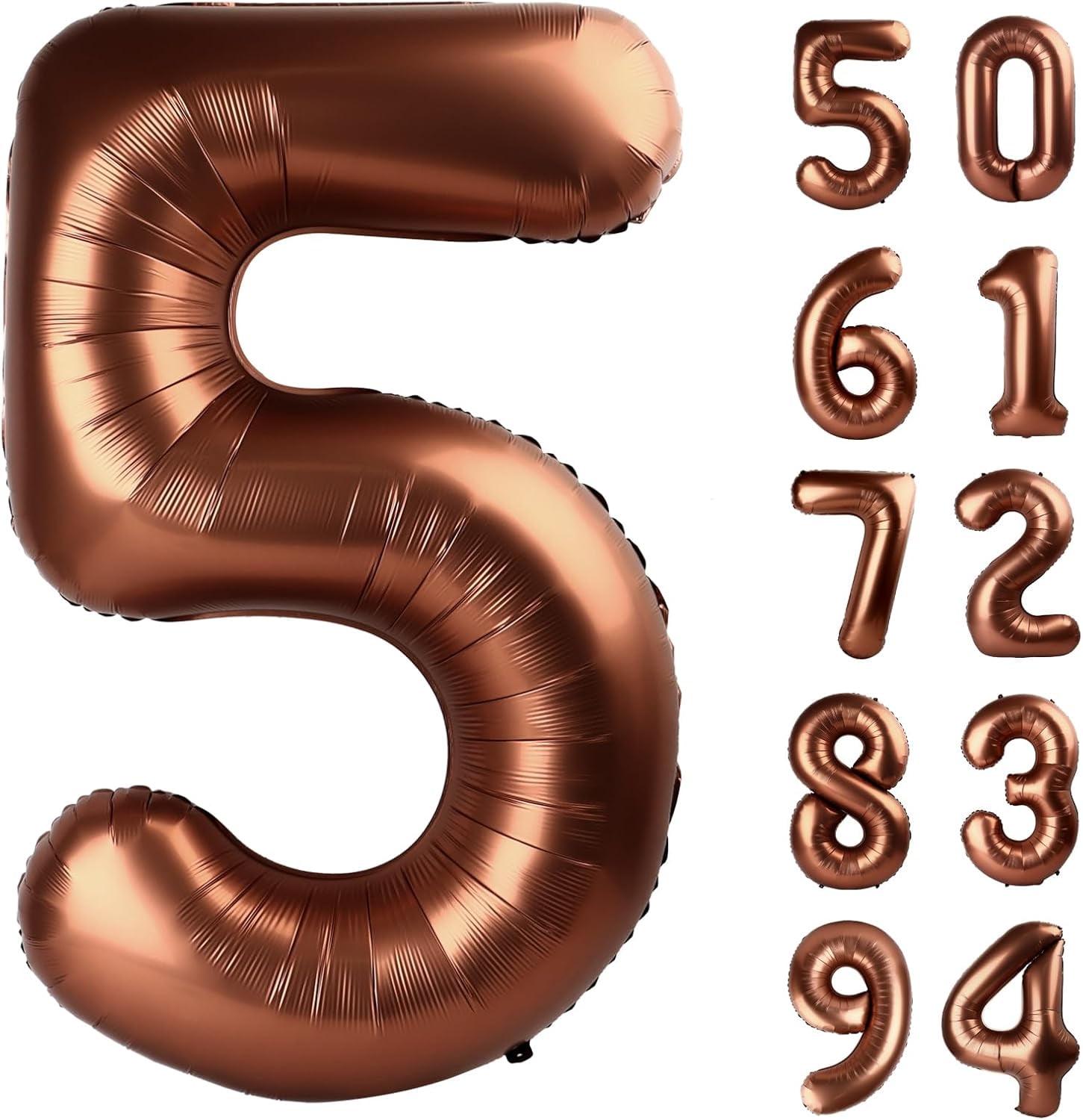 Dark Brown 5 Number Balloons - 40 Inch, 5th Birthday Decorations ...