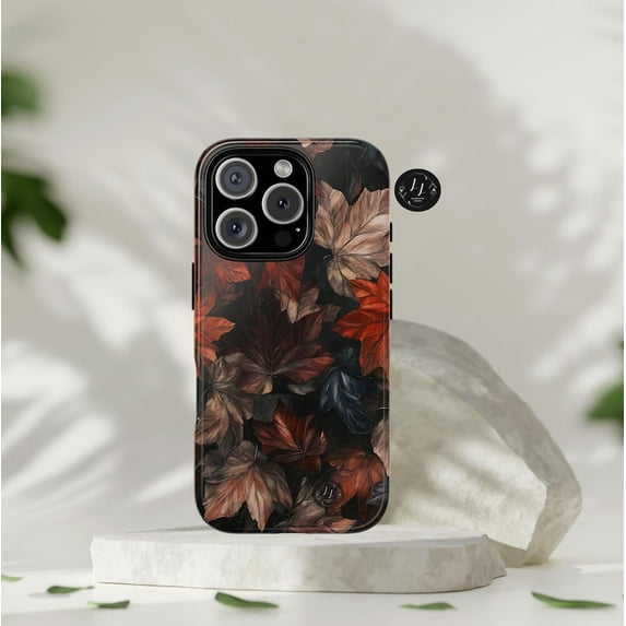 Dark Brown Autumn Leaves Seasonal Fall Phone Case for iPhone 11 12 13 ...