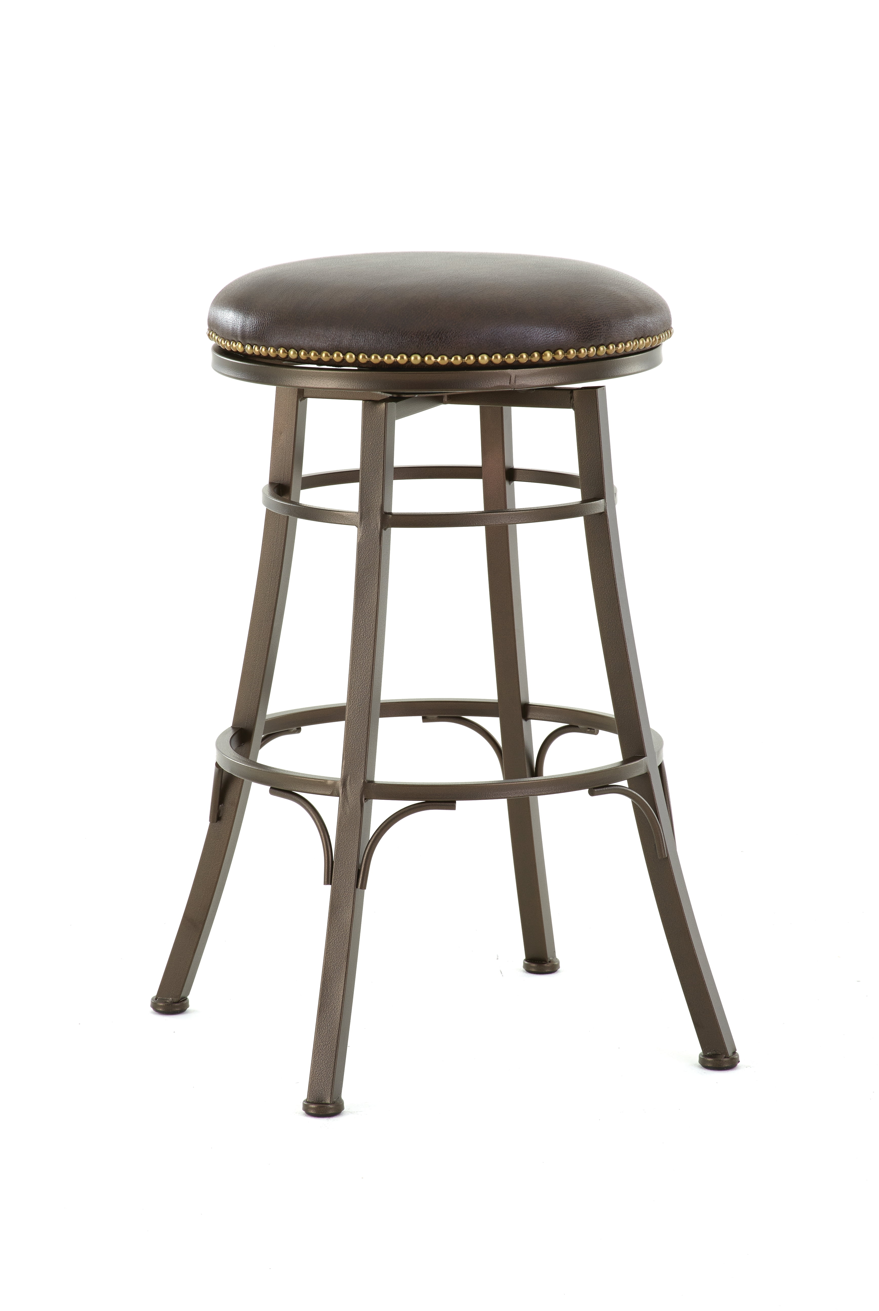 Dark Brown Backless Swivel Bar Stool - 360 Degree Rotation, Heavy Duty ...