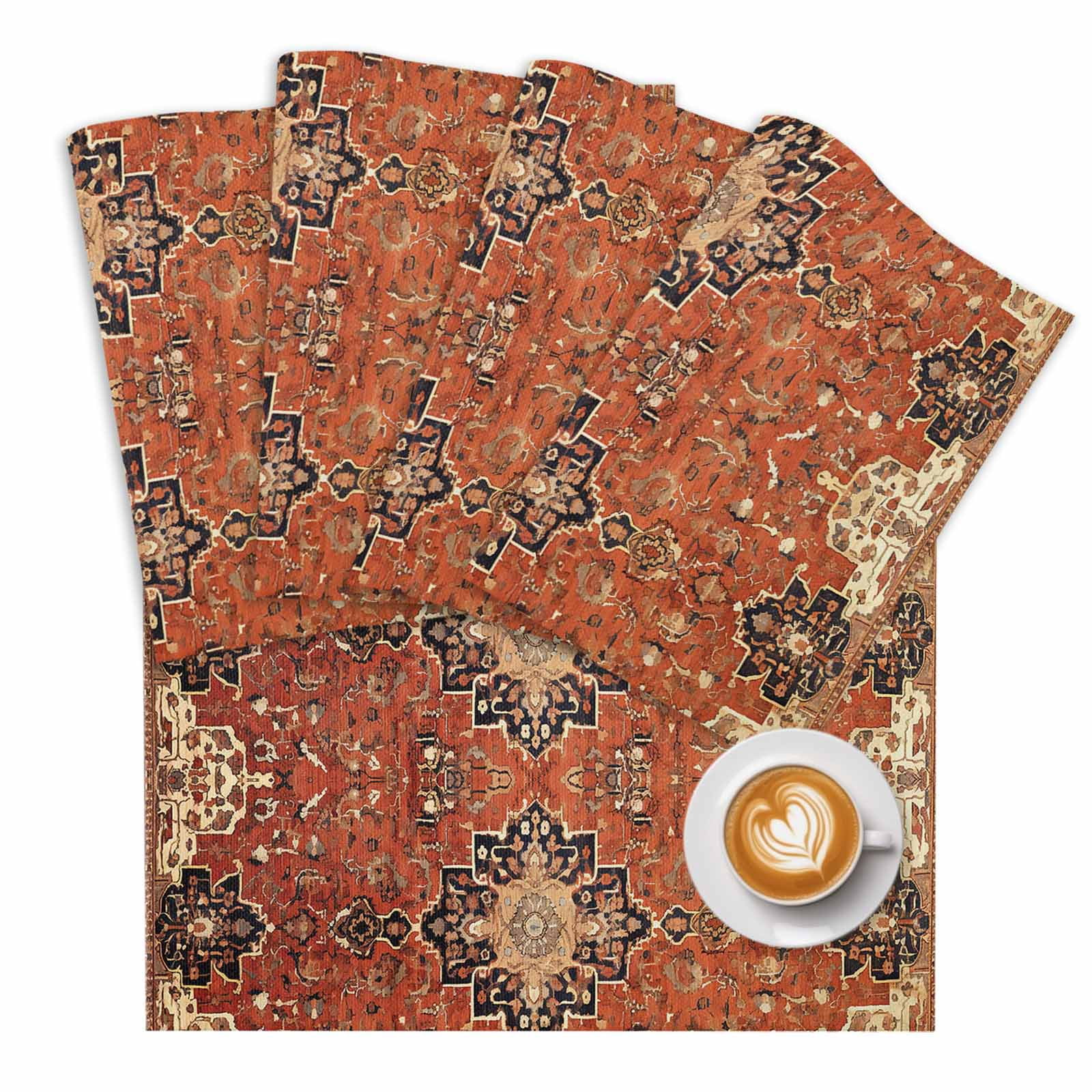 Dark Brown Black Floral Placemats Set of 2 Medieval Ethnic Turkish ...
