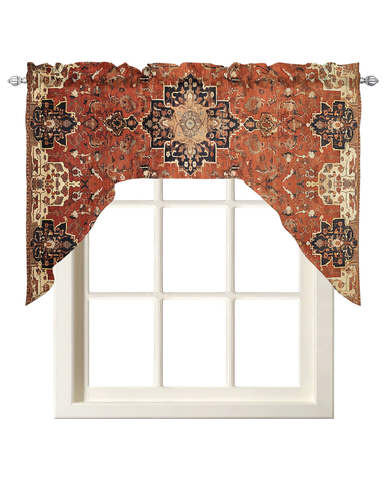 Dark Brown Black Floral Swag Valance and Tier Curtains Set Medieval ...