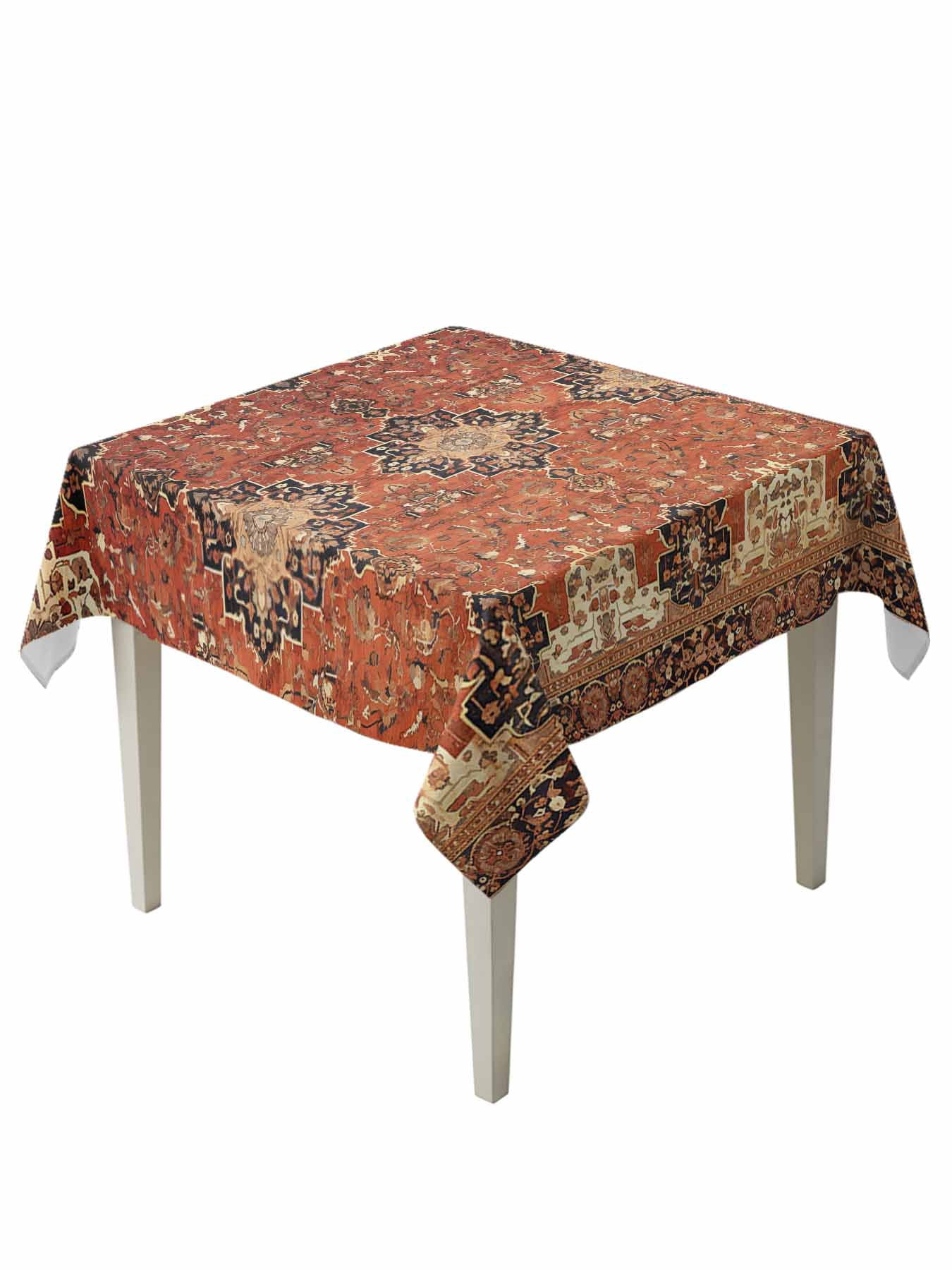 Dark Brown Black Floral Table Cloth 60x60 Inch Square, Medieval Ethnic ...