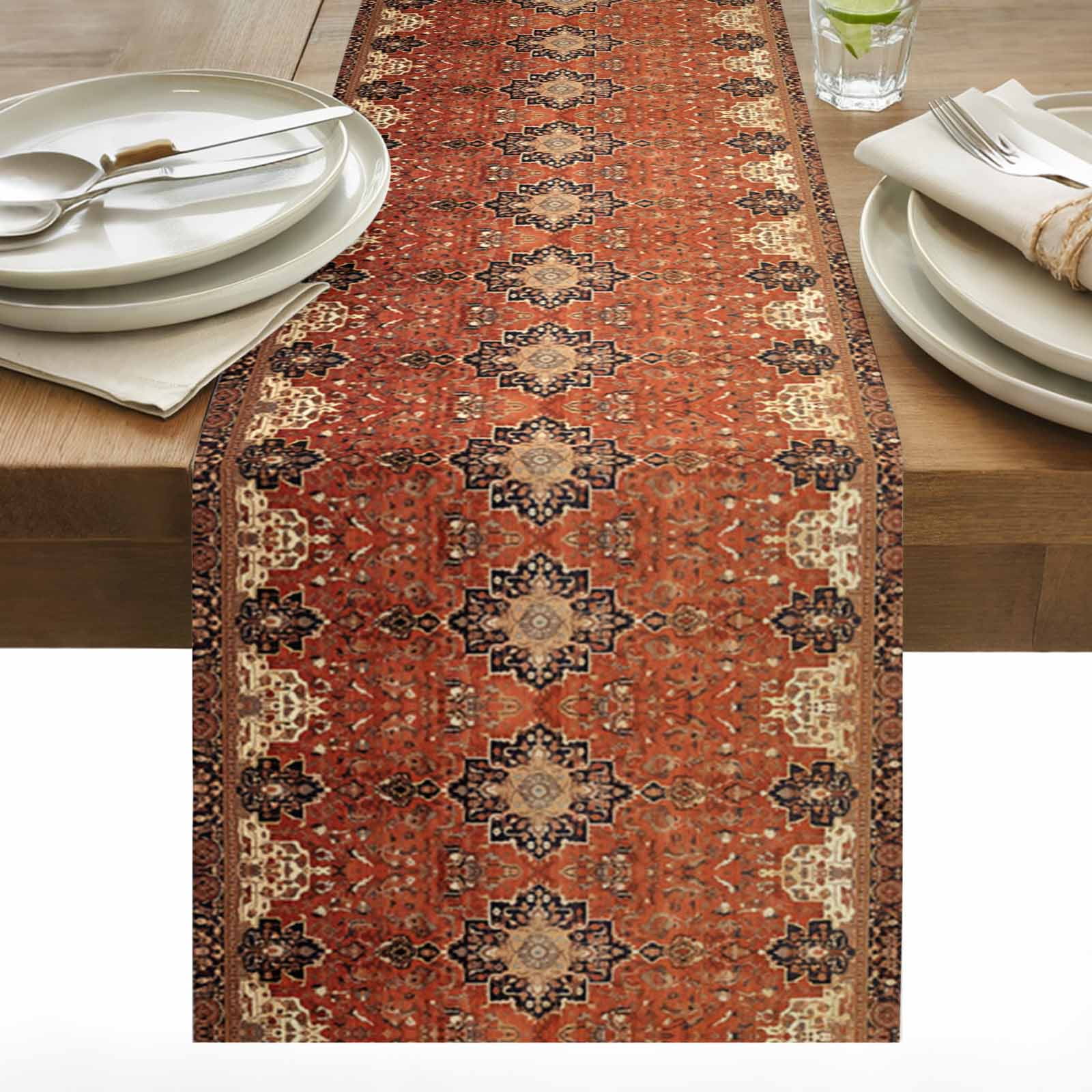 Dark Brown Black Floral Table Runner 13x60 inch Medieval Ethnic Cotton ...