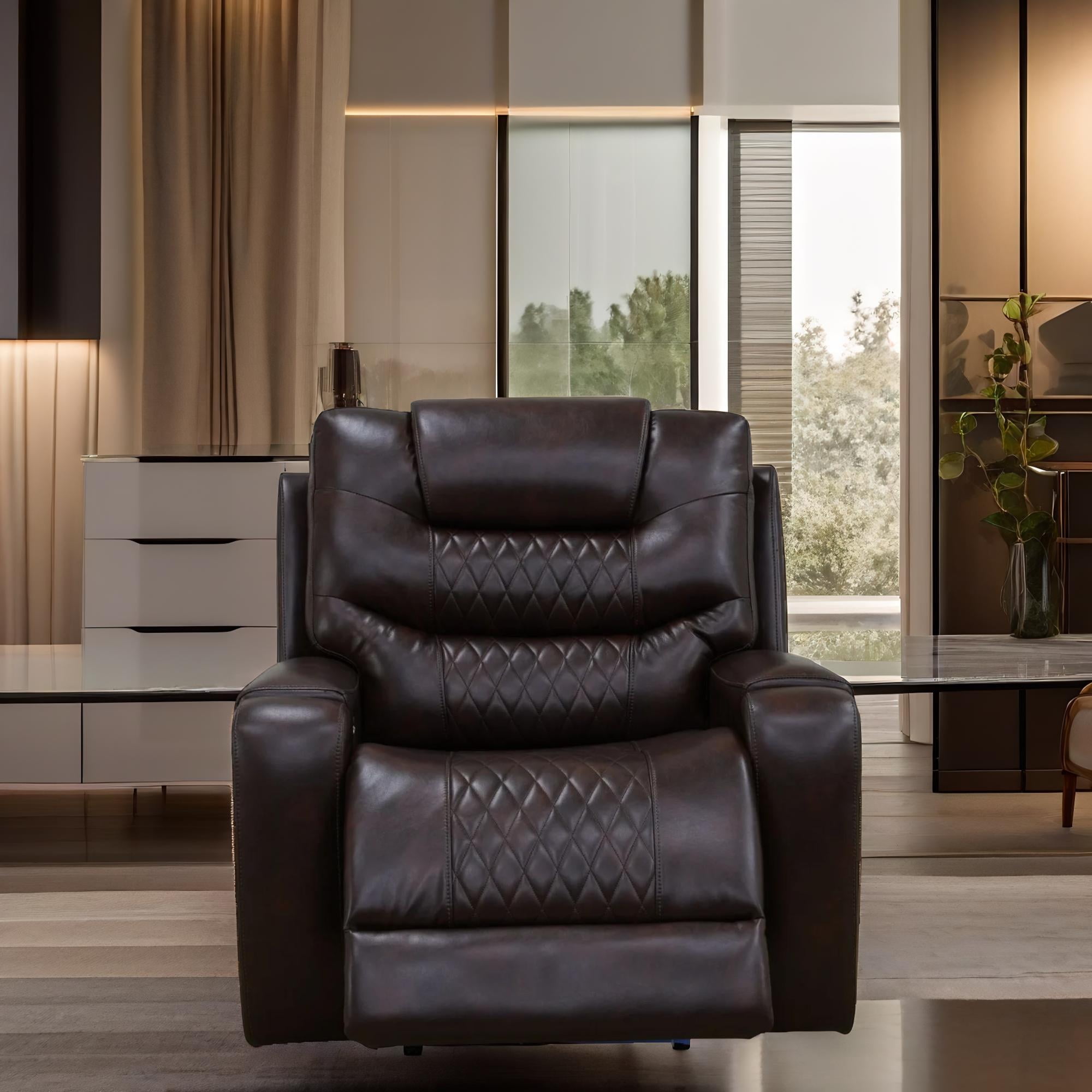 Dark Brown Breathing Leather Living Room Chair - Walmart.com