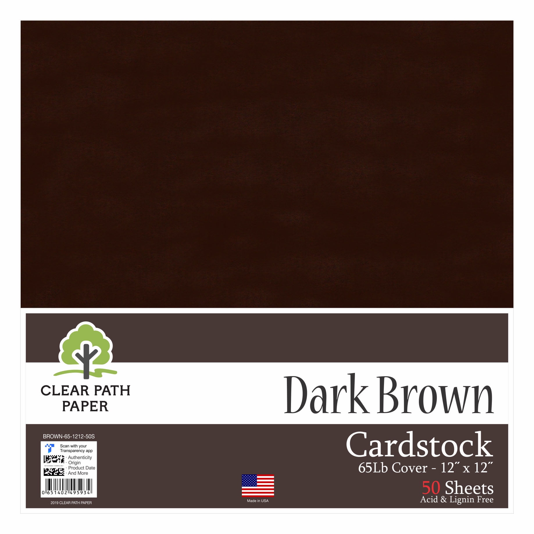 Dark Brown Cardstock - 12 x 12 inch - 65Lb Cover - 50 Sheets - Clear ...