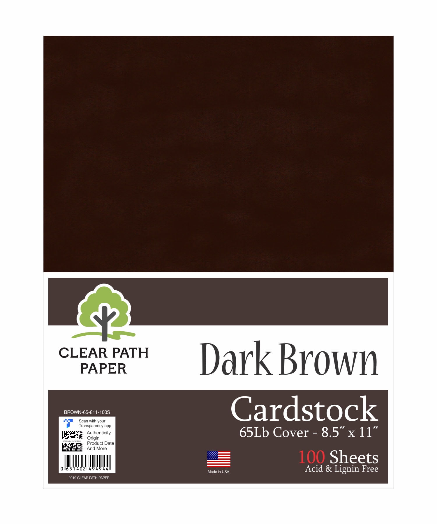 Dark Brown Cardstock - 8.5 x 11 inch - 65Lb Cover - 100 Sheets - Clear ...