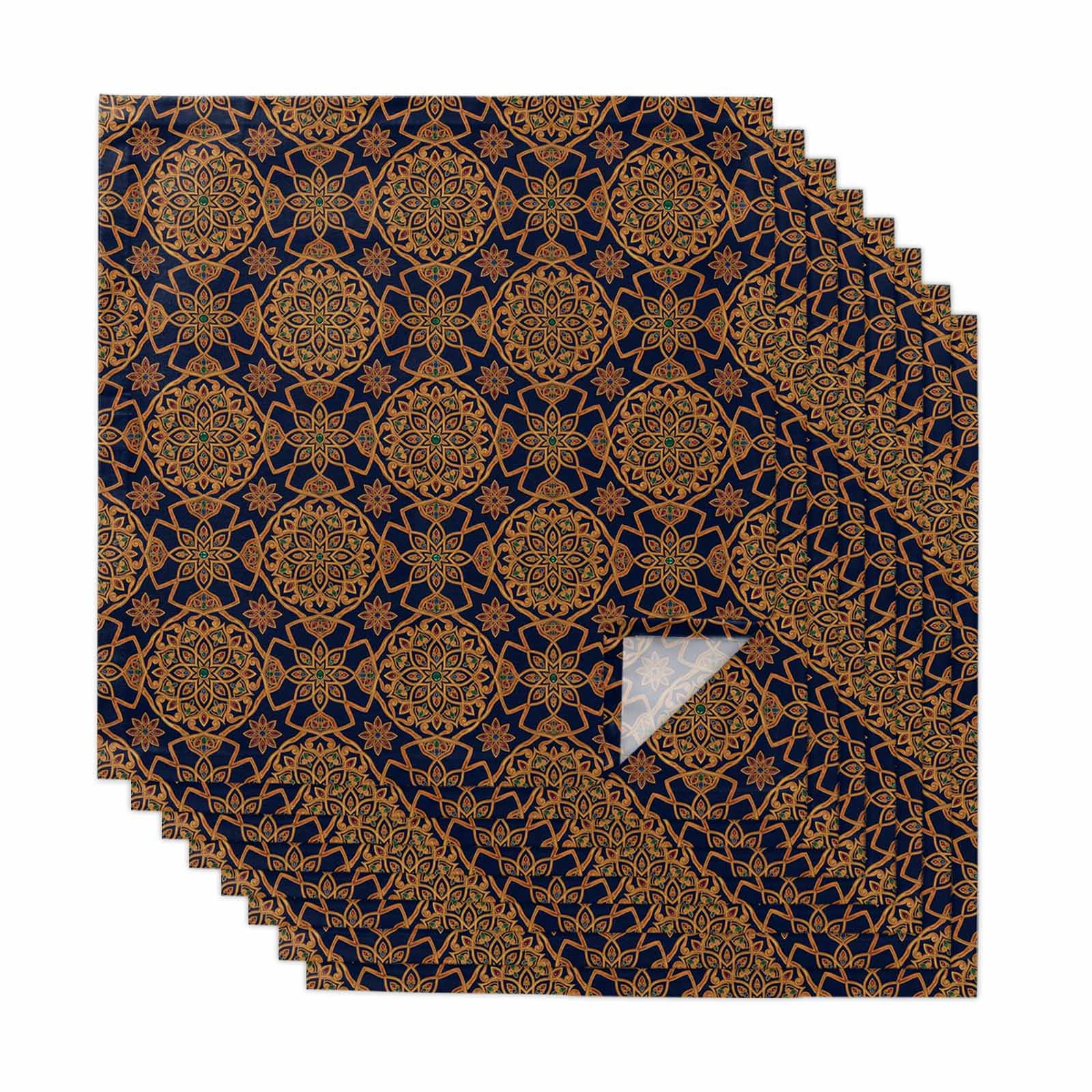 Dark Brown Cloth Napkins, Vintage Abstract Flowers Pattern Washable and ...
