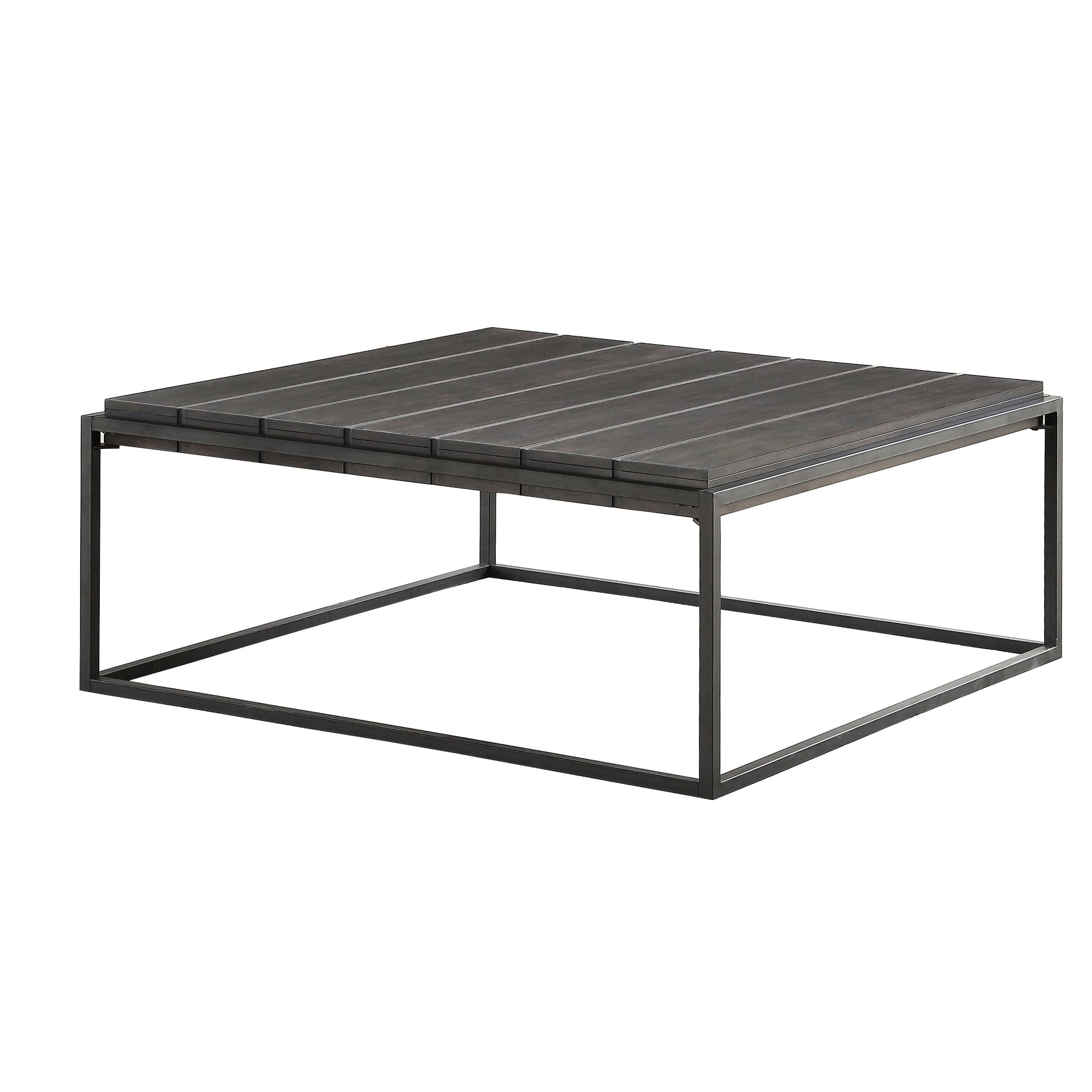 Dark Brown Coffee Table, 48-inch Square, Veneers And Iron Construction ...