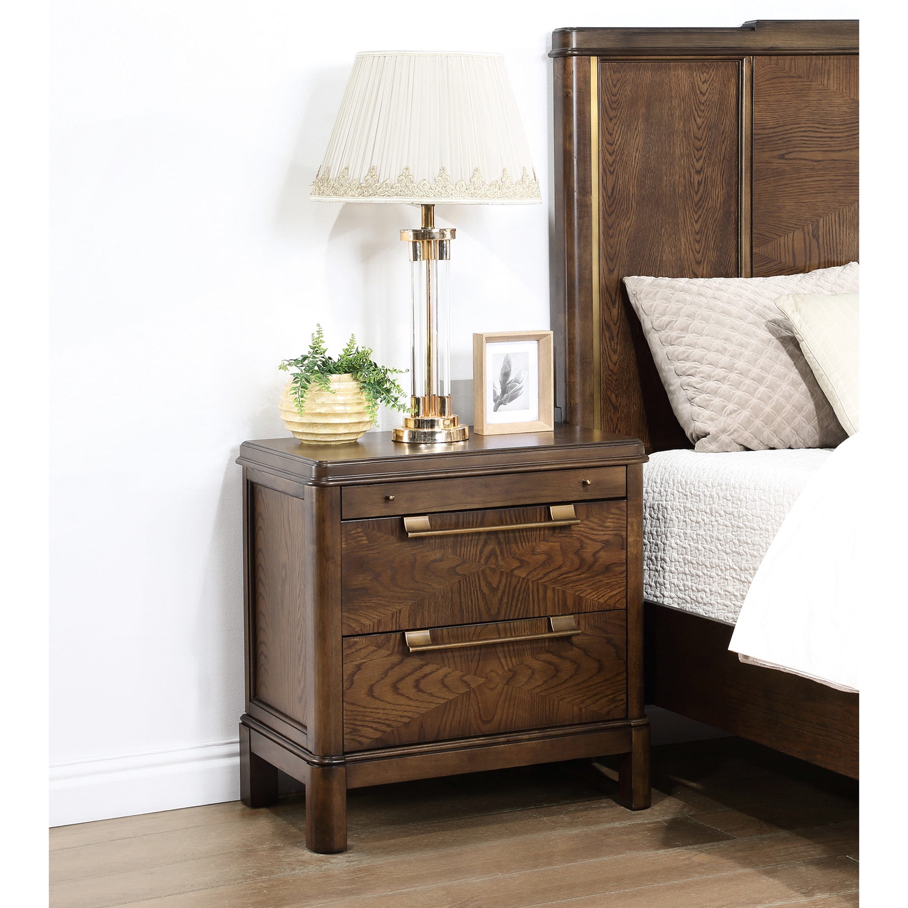 Dark Brown Color Scheme - Metal Side Glides for Drawers - Bedside Decor ...