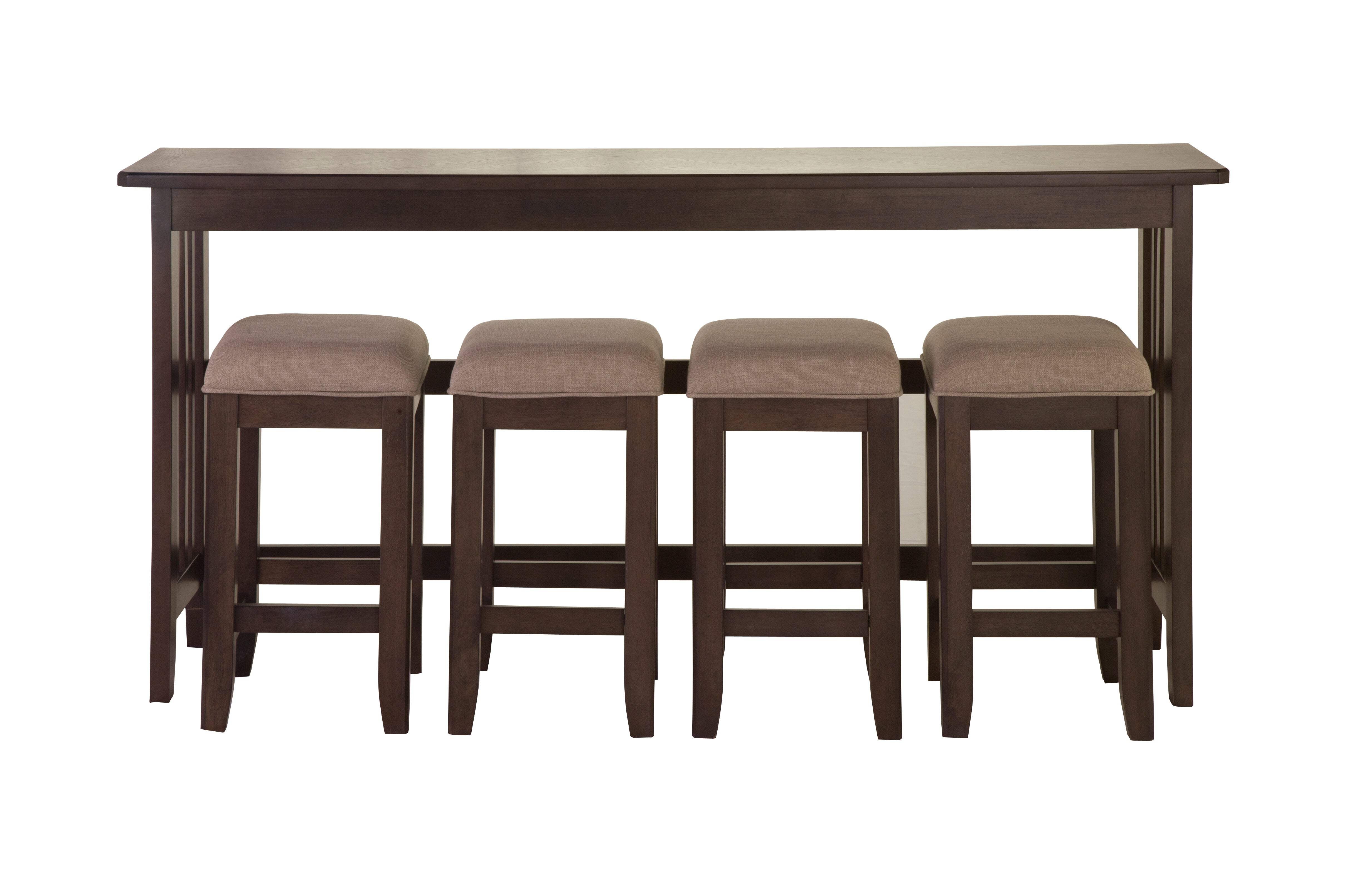 Dark Brown Console Table W 4 Stools Dark Brown Solid Wood Mdf - Walmart.com