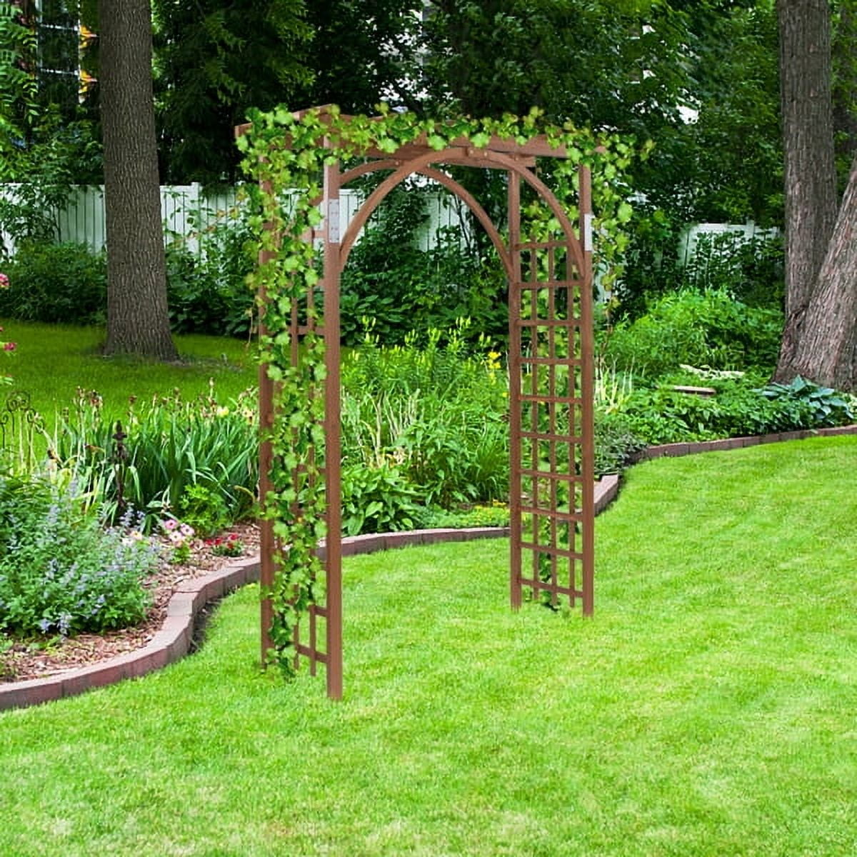 Dark Brown Decorative Garden Arch - Heavy-Duty Fir & Rustproof Iron for ...