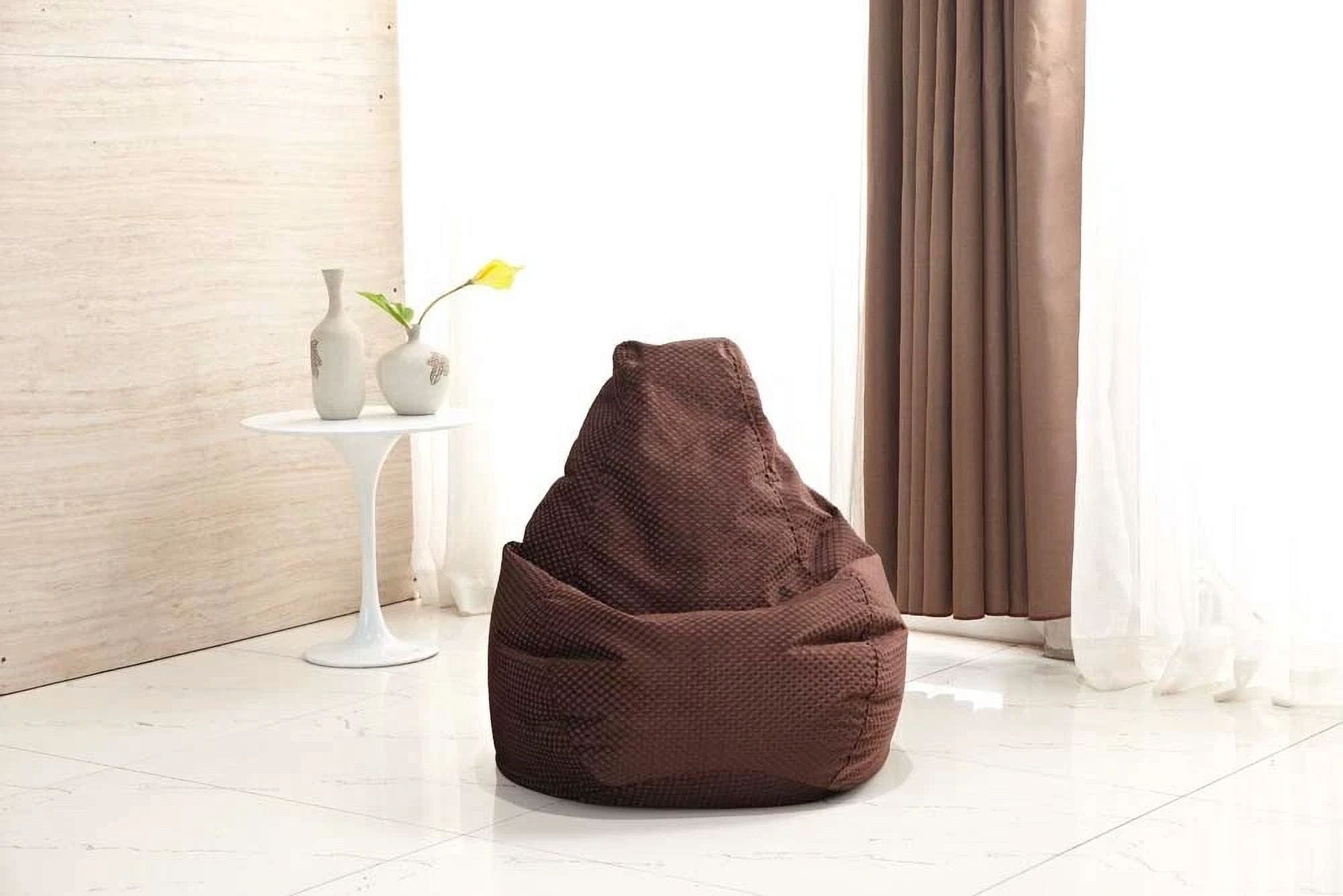 Dark Brown Diamond Weave Style Adult Bean Bag Sofa Chair with ...