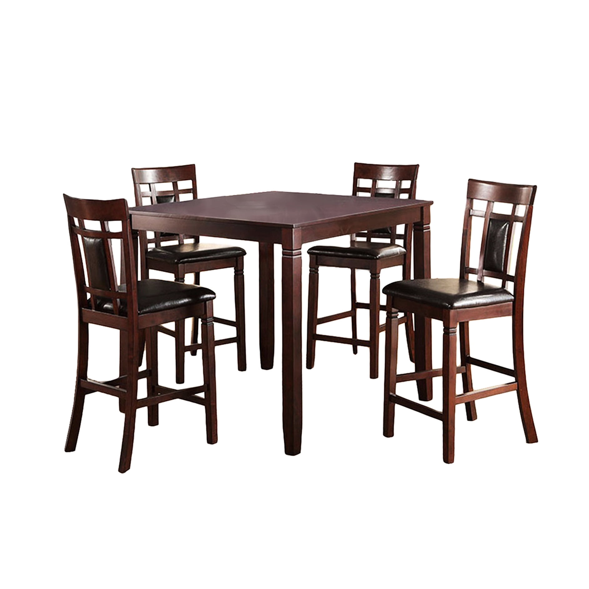 Dark Brown Dining - 42" Square Table With 4 Comfortable Seats Counter ...