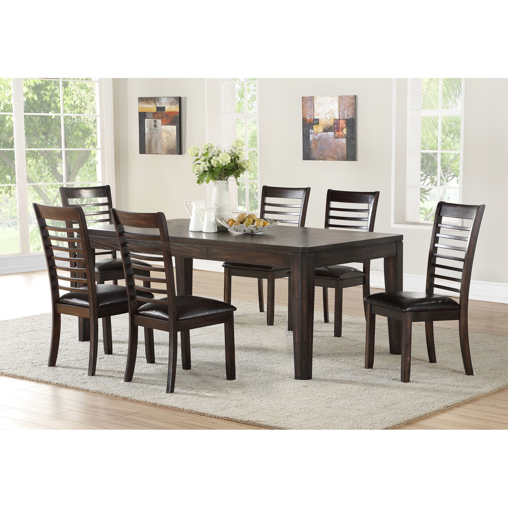Dark Brown Dining Set / Natural Grain Highlighted by Finish - Walmart.com