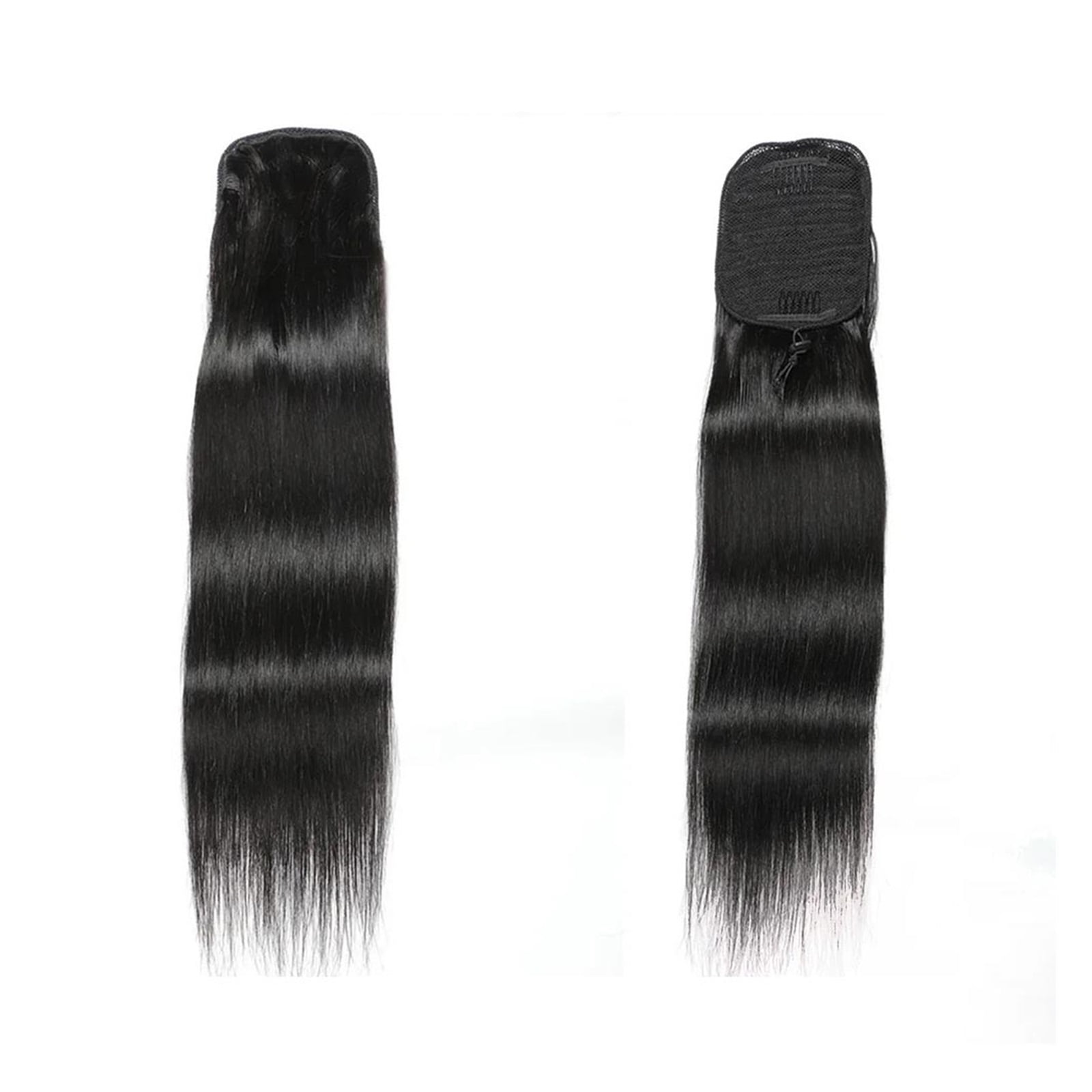 Dark Brown Drawstring Ponytails Straight Human Hair Extensions ...