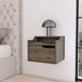 Dark Brown Dual-Shelf Display Floating Nightstand,Dark Brown Wood ...
