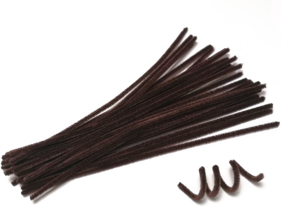 Dark Brown Fibre Chenille Pipe Cleaners 6mm x 30cm Pack of 30 - Walmart.com