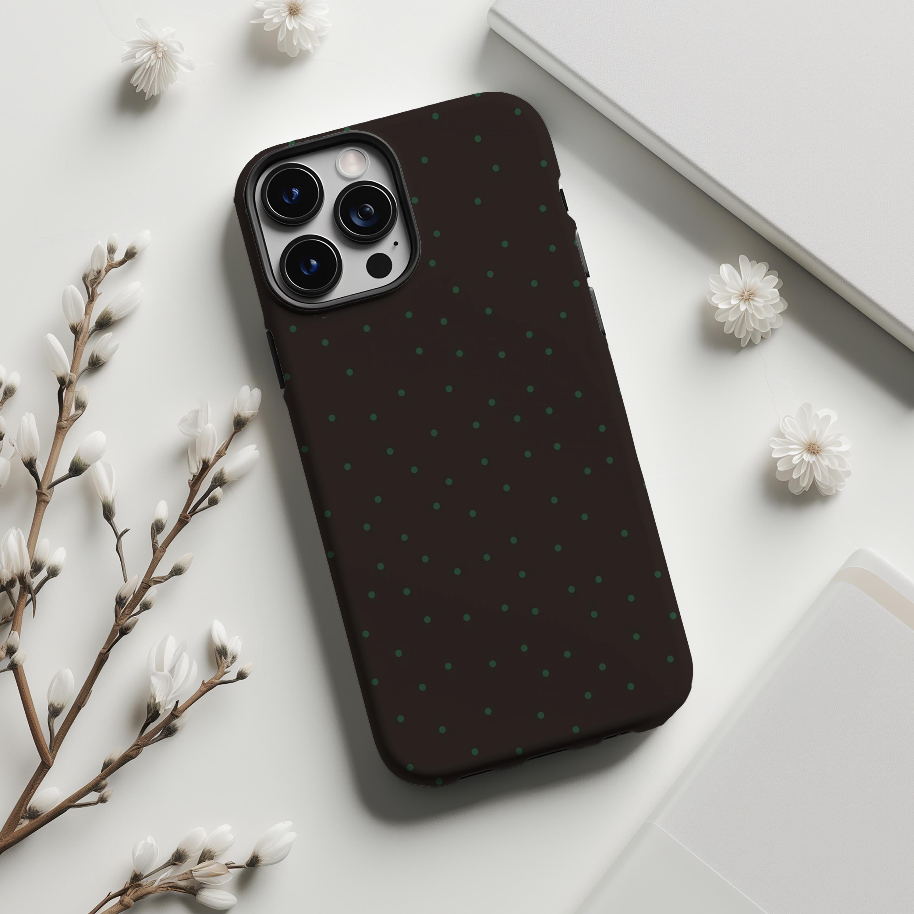 Dark Brown Green Dot Phone Case Retro Classic Girly Pattern Style 17 to ...