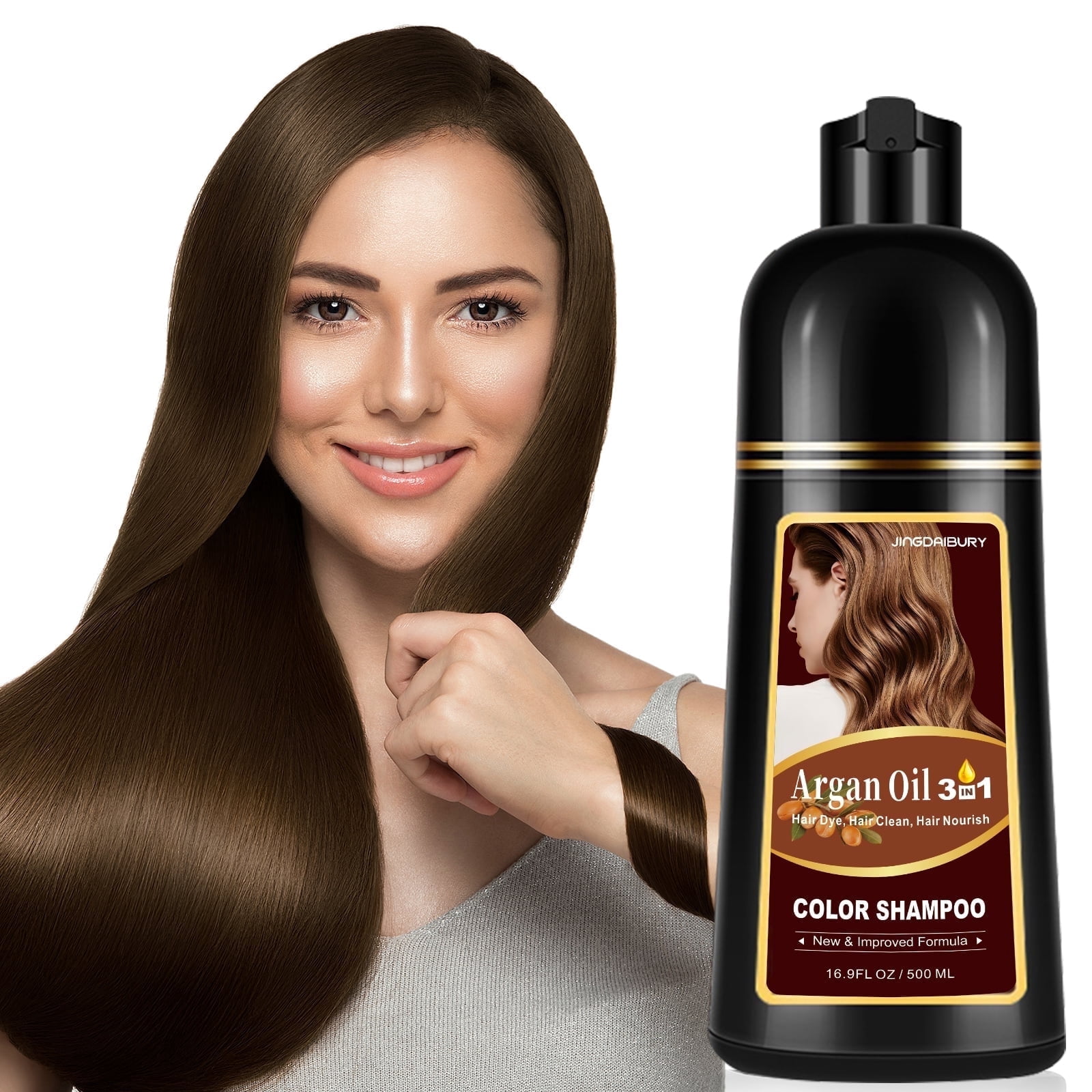 Dark Brown Hair Dye Shampoo, Argan Oil Hair Color Shampoo for Men ...