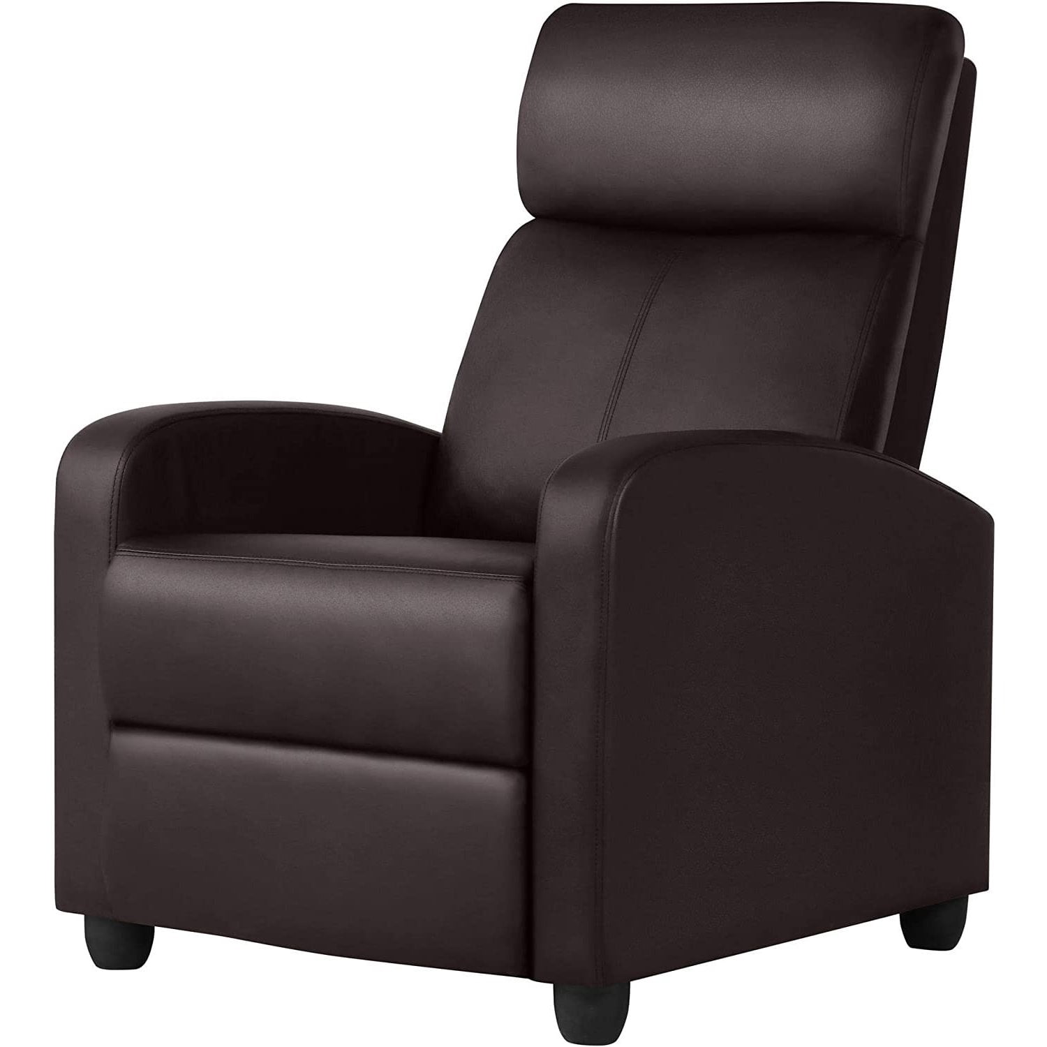 Dark Brown High-Density Faux Leather Push Back Recliner Chair - Walmart.com