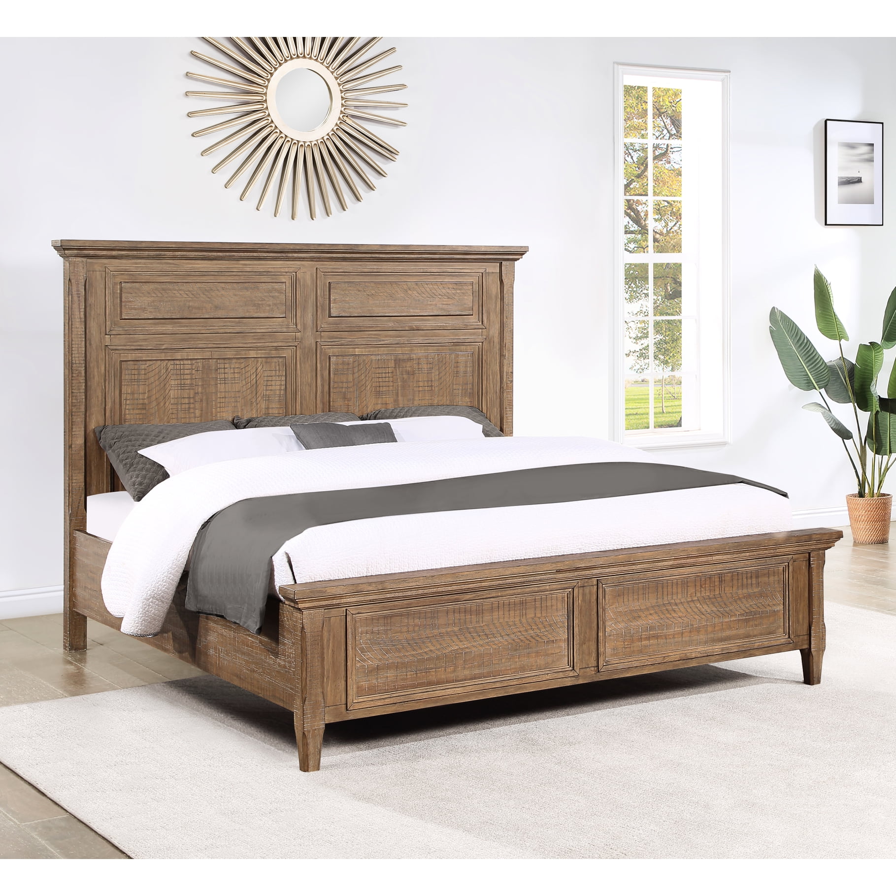 Dark Brown King Bed - Made Of Pine, Veneers, And Engineered Woods ...