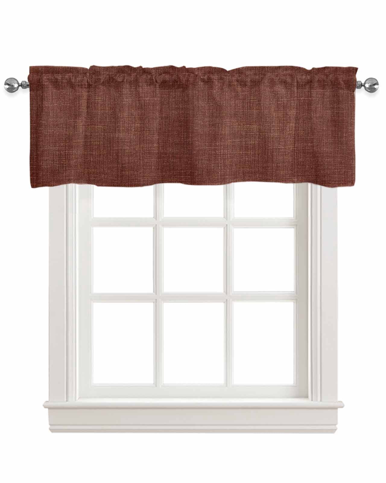 Dark Brown Kitchen Valances for Windows Farmhouse Linen Window Valance ...