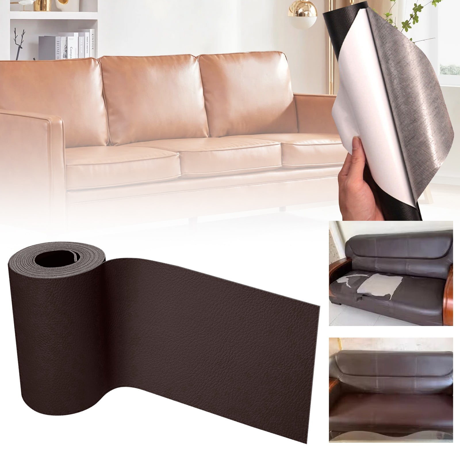 Dark Brown Leather Repair Patch 20Cm X 28Cm, Self Adhesive Vinyl Patch ...