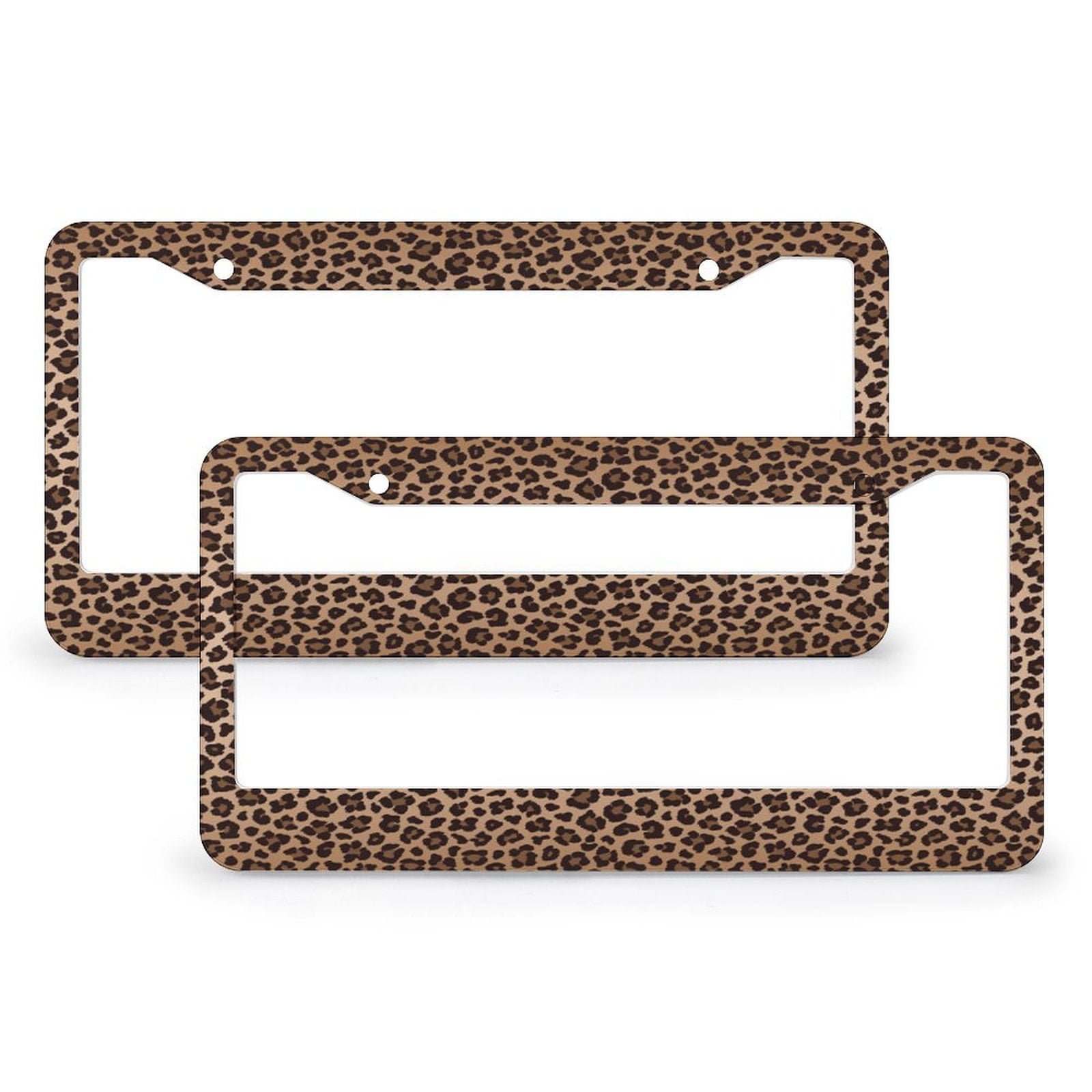 Dark Brown Leopard Fur Texture With Border License Plate Frame - 2 Pack ...