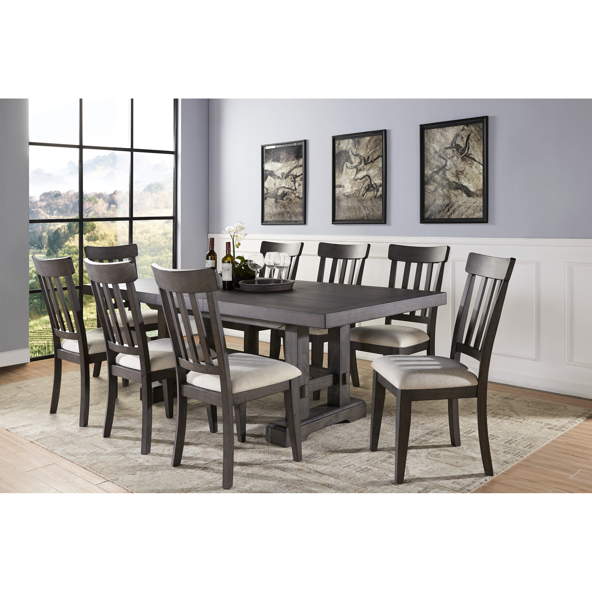 Dark Brown Mango Veneer Dining With Stable Base And Cable Extension ...