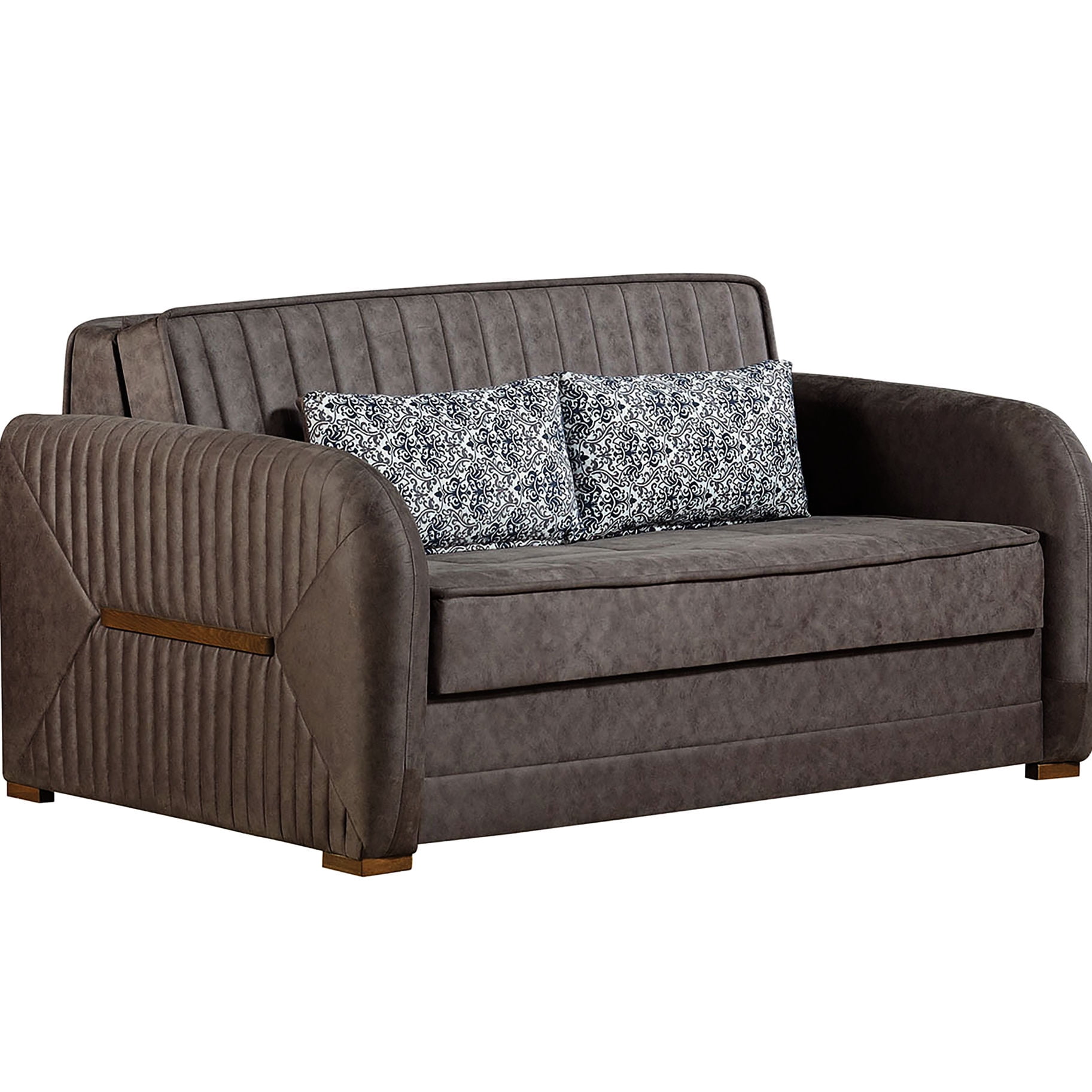 Dark Brown Microsuede Convertible Loveseat with Storage Comfortable in ...