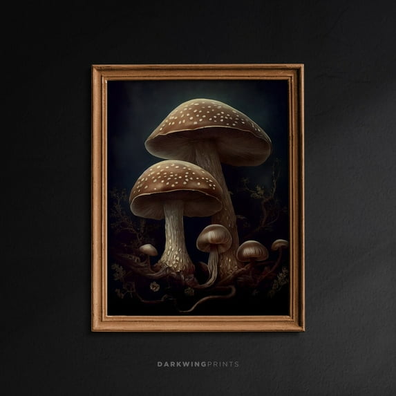 Dark Brown Mushrooms, Goblincore Aesthetic, Botanical Decor, Dark ...