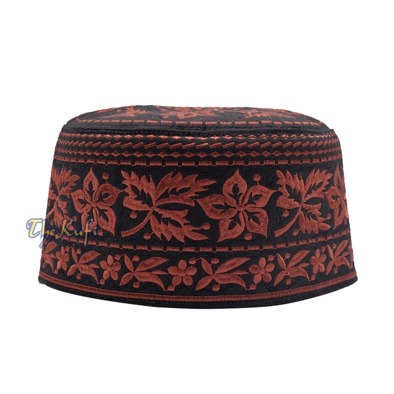 Dark Brown Omani African Yemeni Embroidered Leaf Flower Design Muslim ...