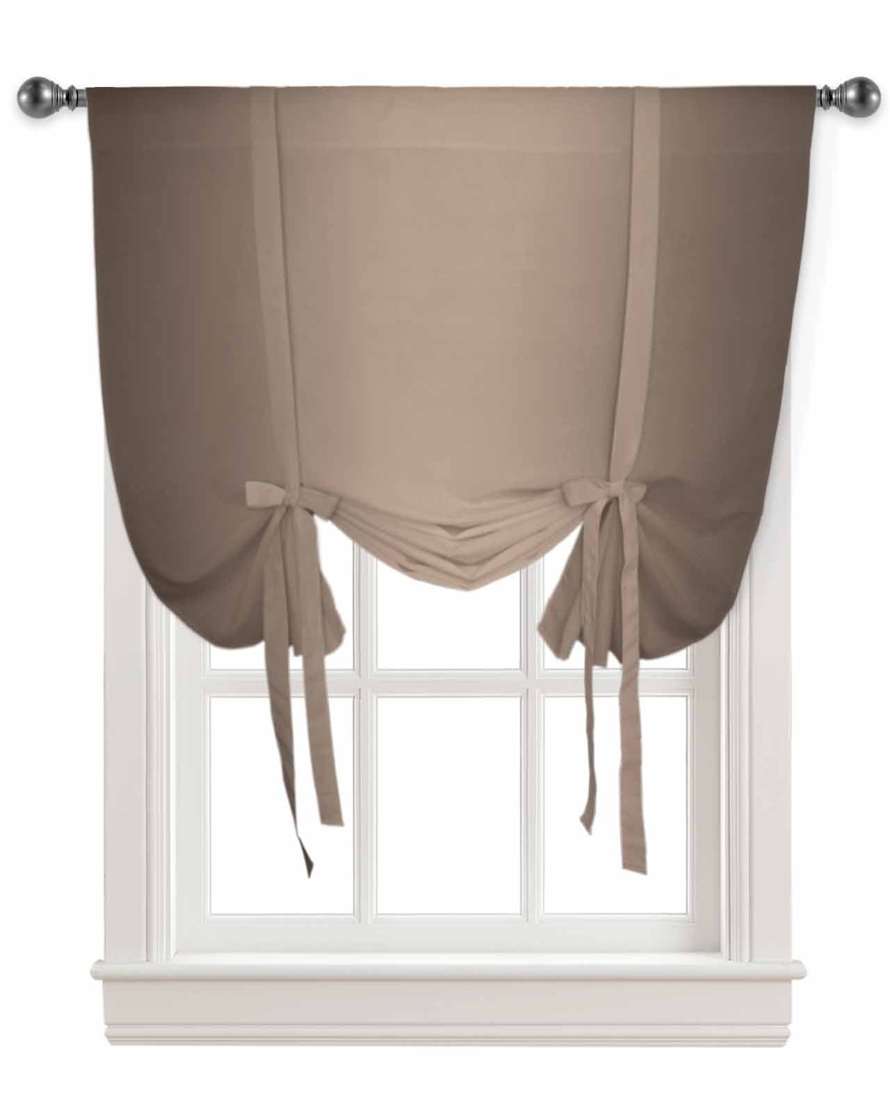 Dark Brown Ombre Tie Up Curtains for Kitchen Bathroom Bedroom Windows ...