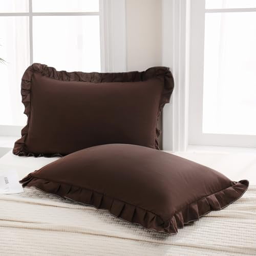 Dark Brown Pillow Shams Chocolate Queen Pillowcases Cute Pillow Cover ...