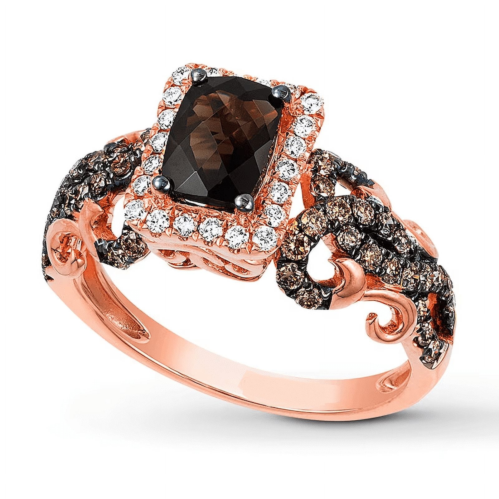 Dark Brown Quartz Ring in 14k Rose Gold Finish - Halo Diamond Ring - Gift For Wife - Walmart.com