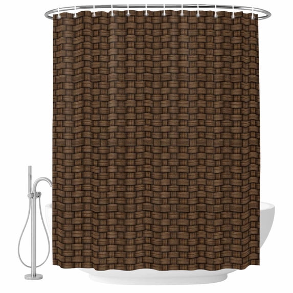 Dark Brown Rattan Shower Curtain Set - Extra Long 72" x 96" Washable ...