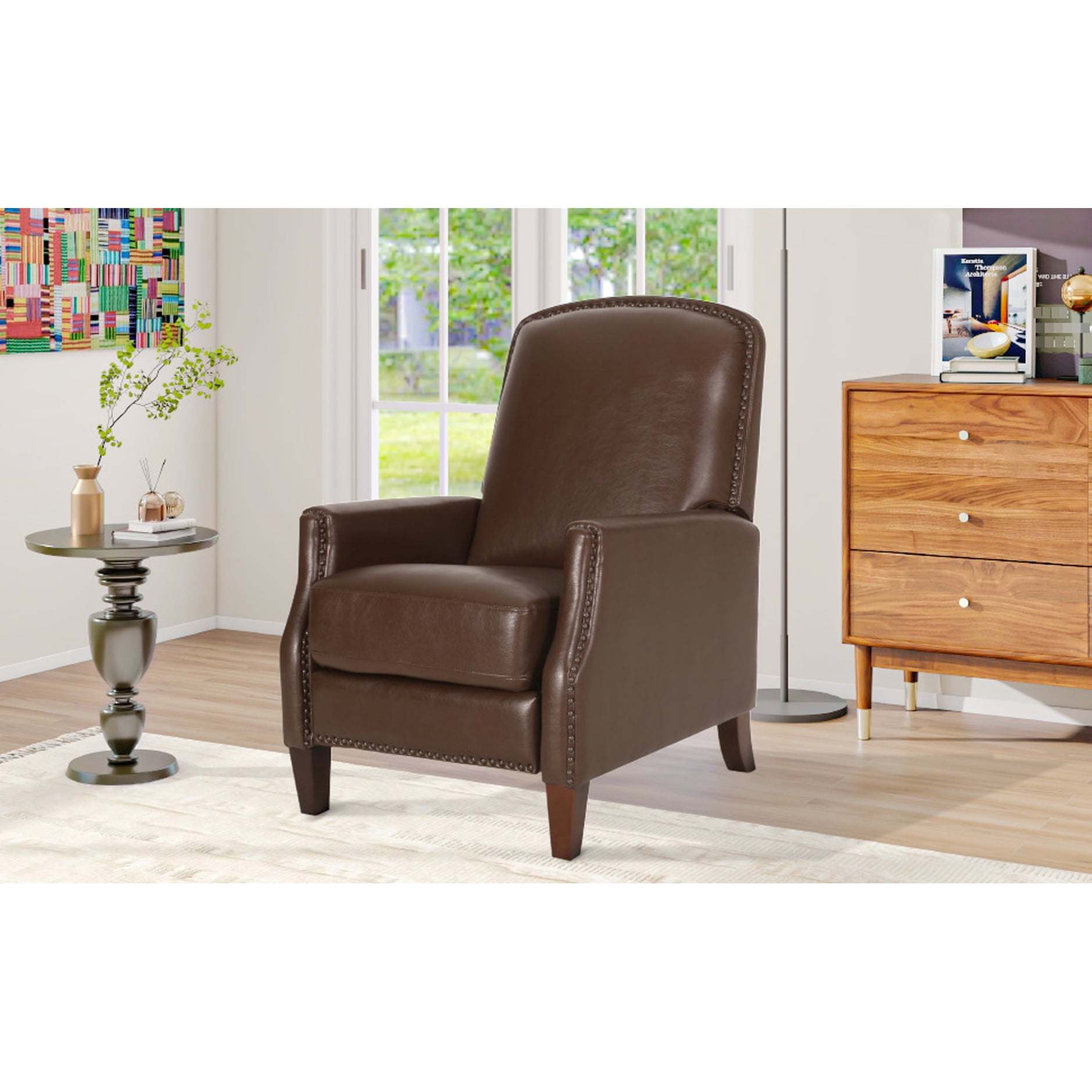 Dark Brown Recliner Chair With Rivets, Adding Style To Your Space ...
