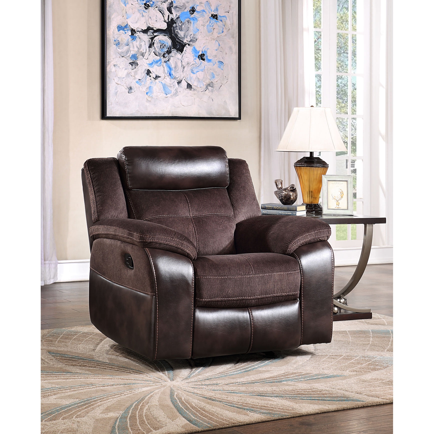 Dark Brown Reclining Chair - Adds Warmth to Your Living Space - Walmart.com