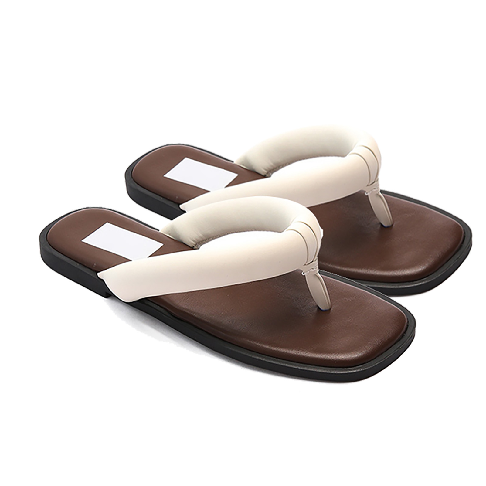 Dark Brown Retro Flat Flip Flops for Women - Simple Summer Sandals ...