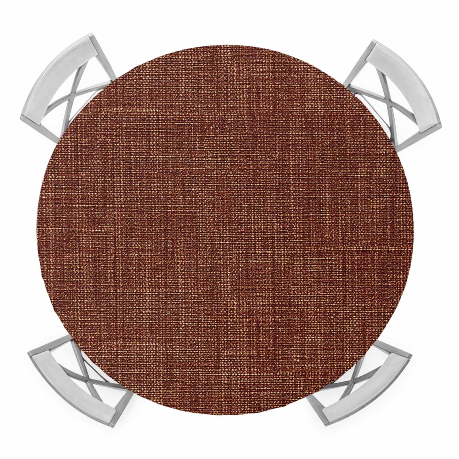 Dark Brown Round Fitted Tablecloth with Elastic Edge, Waterproof Table ...