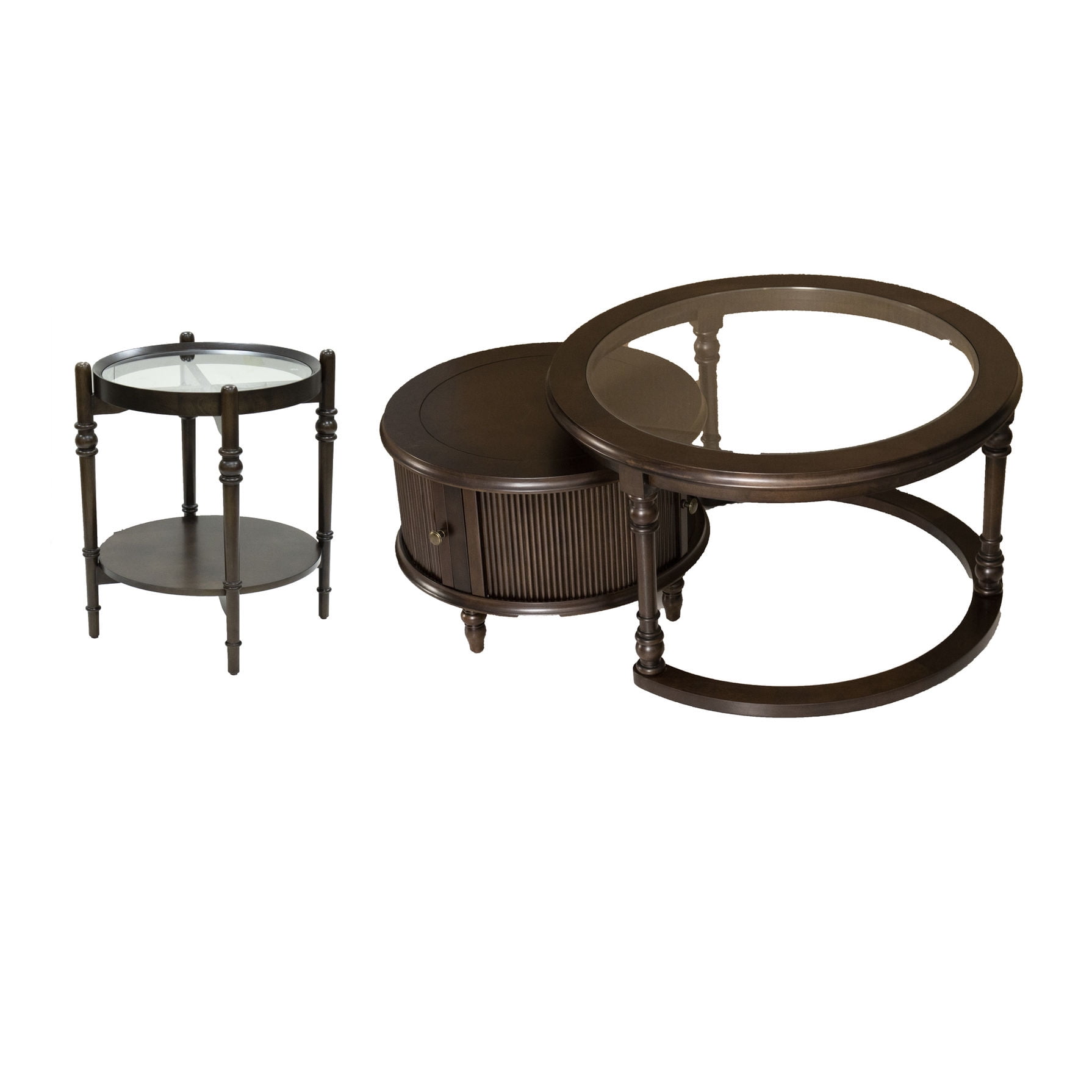 Dark Brown Rubber Wood Coffee Table Set | Nesting Design for Efficient ...